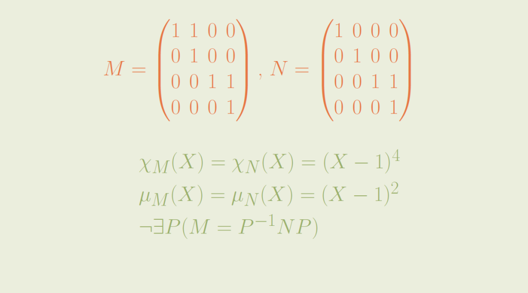 Two Non Similar Matrices Having Same Minimal And Characteristic